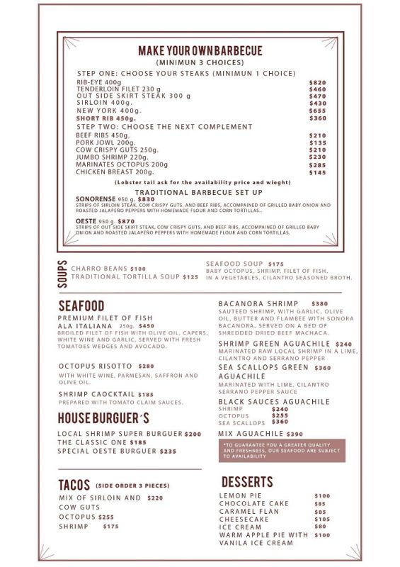 El Oeste Steak House, Guaymas